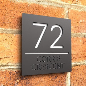 Modern Black House Number Sign, Custom Matt Black Acrylic House Numbers ...