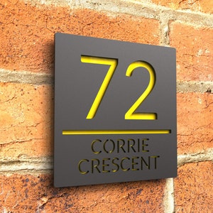 Modern Black House Number Sign, Custom Matt Black Acrylic House Numbers ...