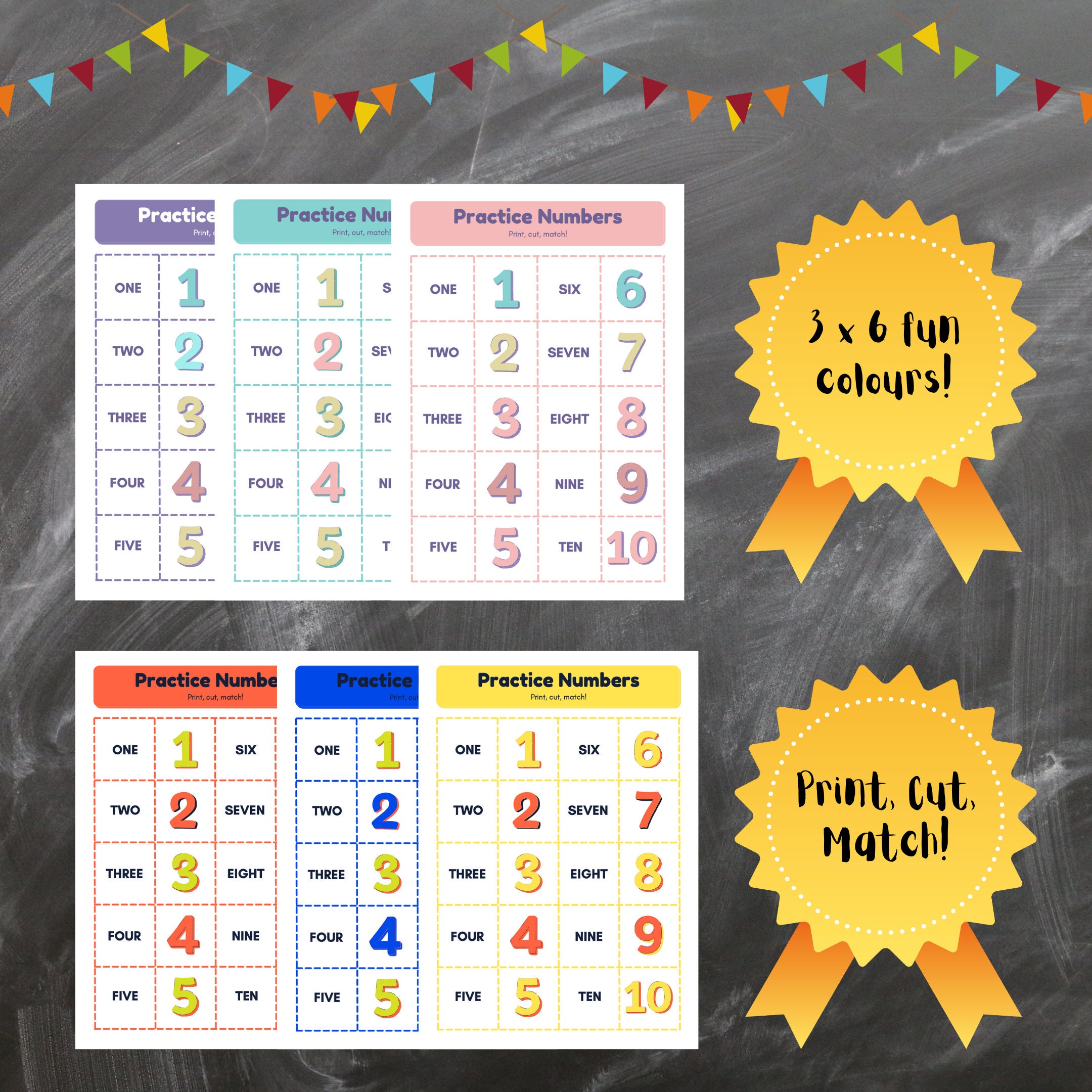 Number Matching Game Vocabulary Cards Flash Cardspreschool - Etsy
