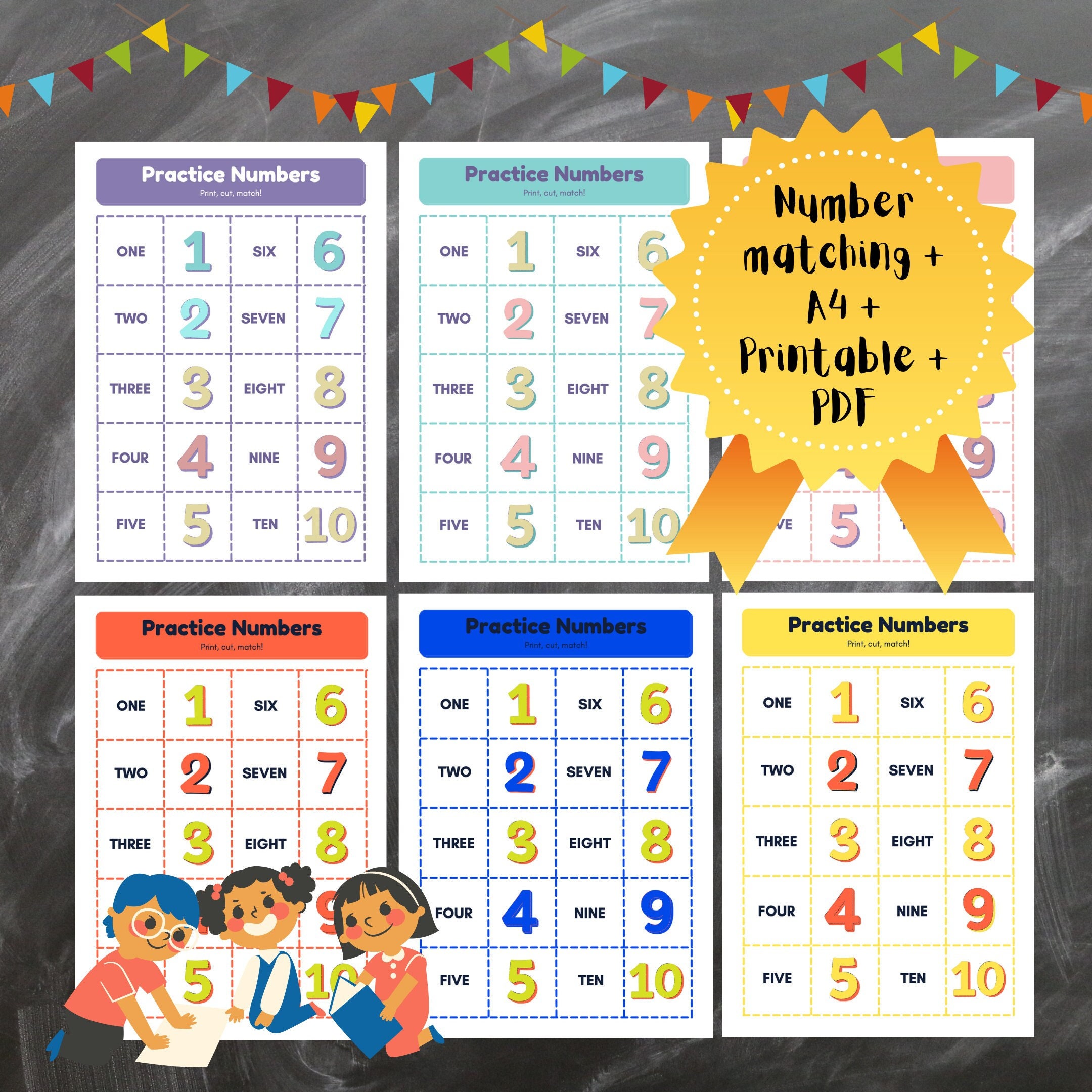 Number Matching Game Vocabulary Cards Flash Cardspreschool - Etsy