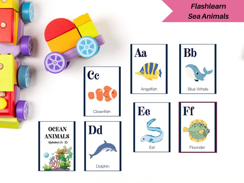 Flashcards ABC Bible Characters, Sea Animals, Farm Animals - Etsy