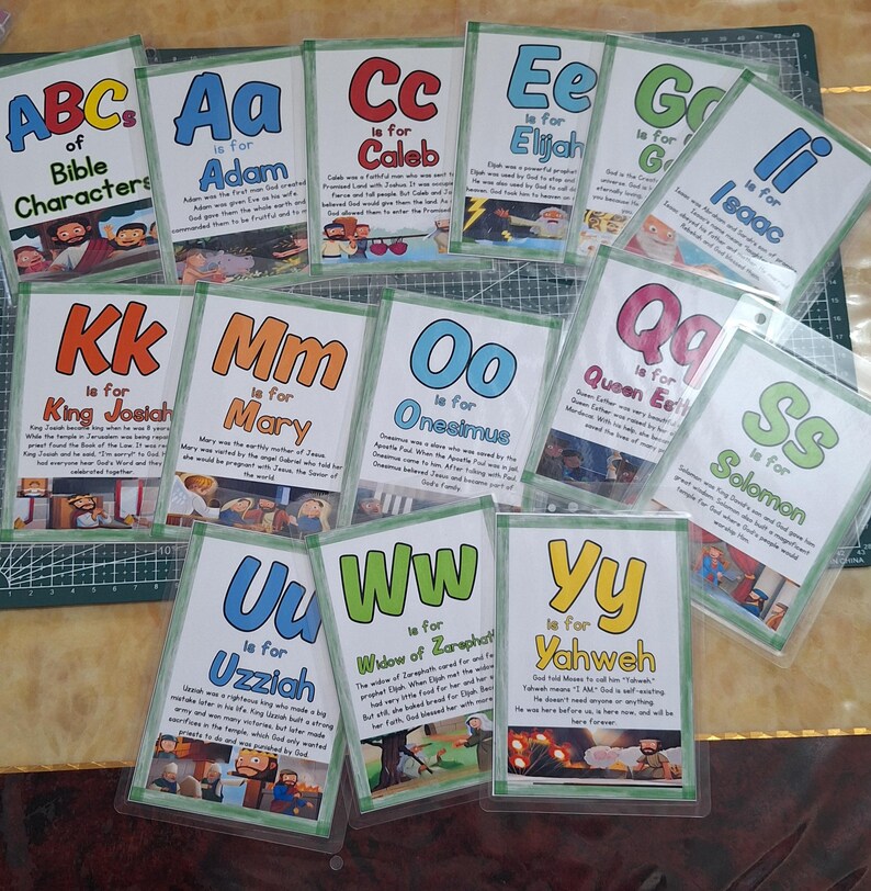 Flashcards ABC Bible Characters, Sea Animals, Farm Animals - Etsy