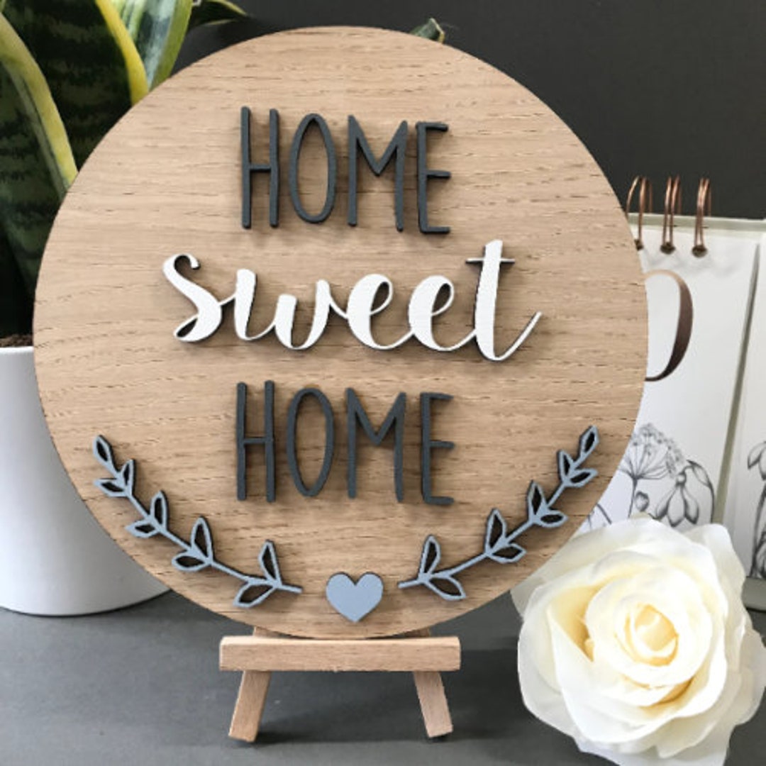 Customisable Circular Oak Plaque: home Sweet Home - Etsy