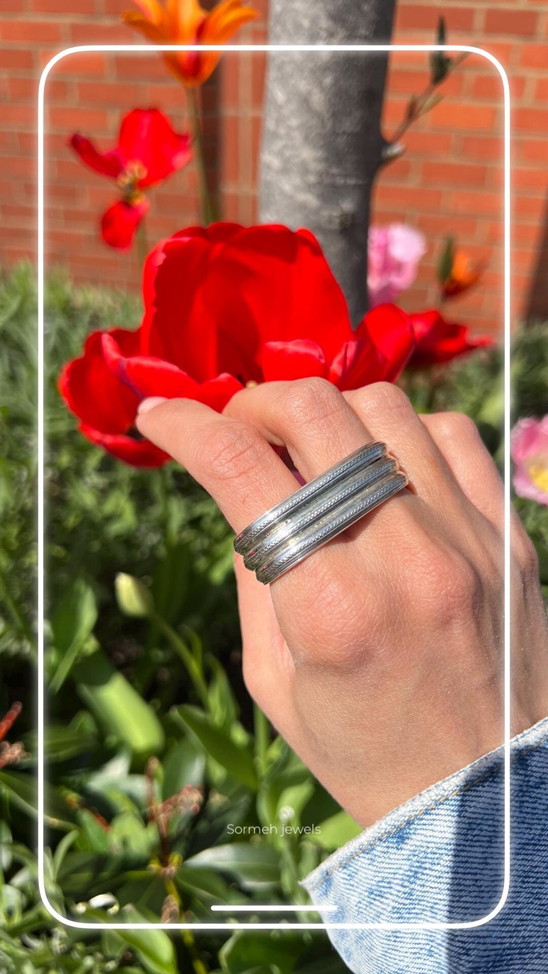 Silver Two Finger Statement Ring - Etsy