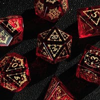 Ruby Crystal 8 Pc Set - Gemstone Handmade Resin Sharp Edge Dnd Dice Set ...
