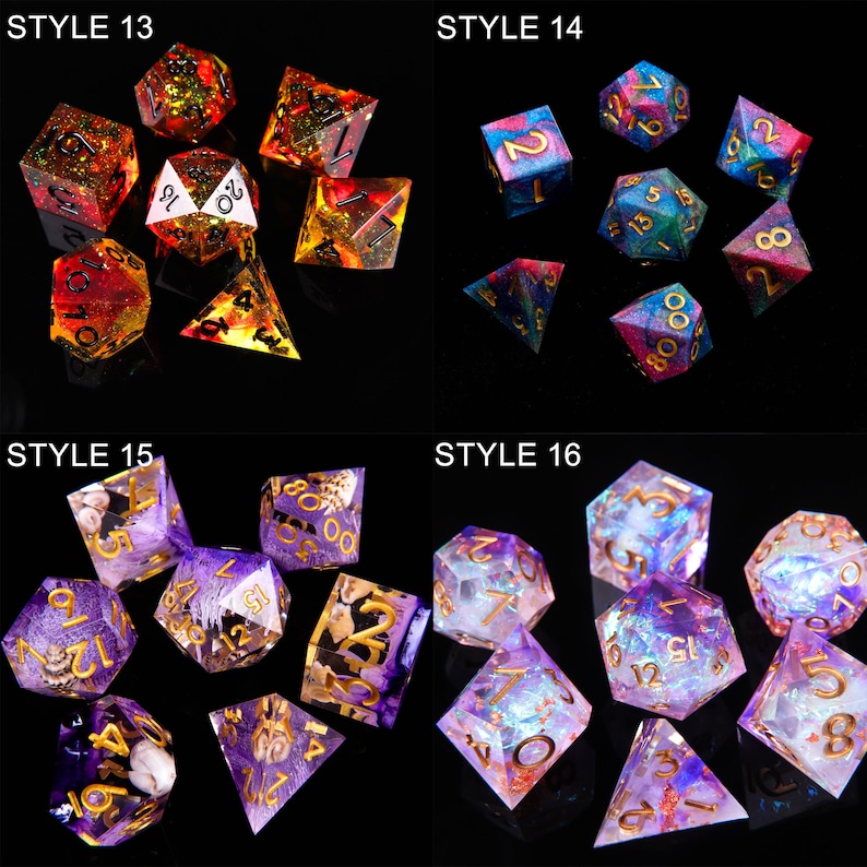 Blue Purple DND Dice Set, Resin Sharp Edge Dice Set, D&D Dice Set for ...