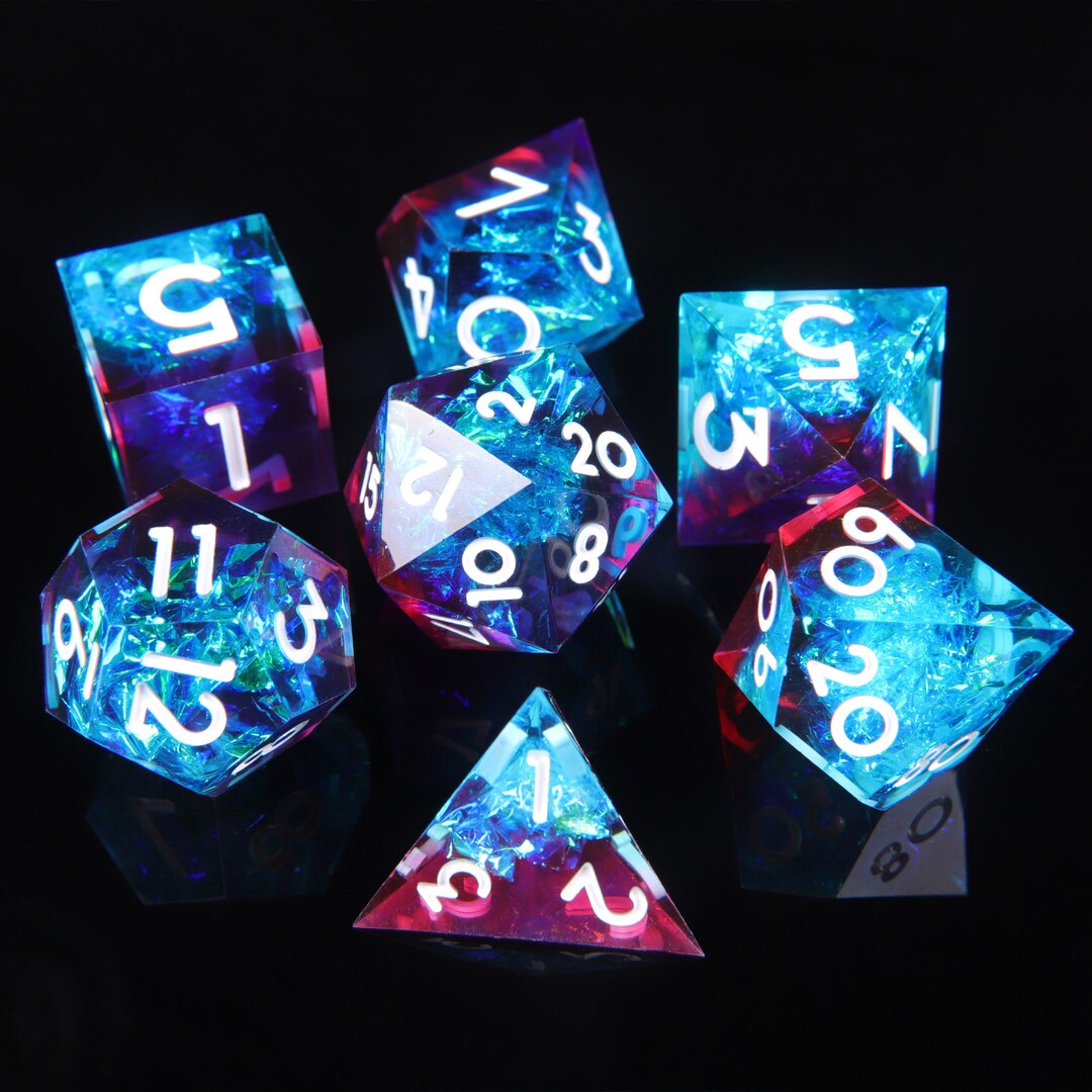 Blue Purple DND Dice Set, Resin Sharp Edge Dice Set, D&D Dice Set for ...