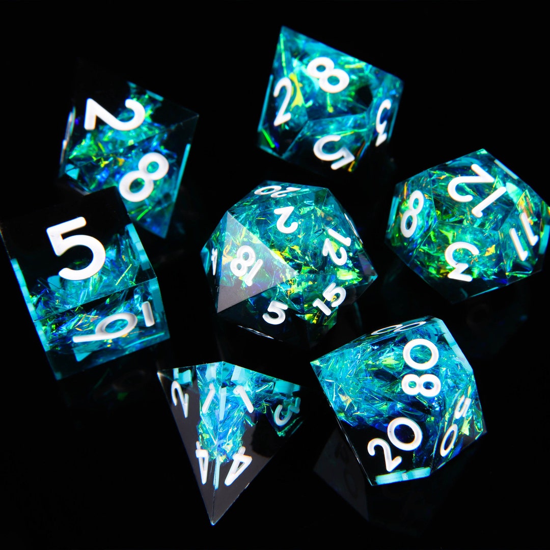 Blue Lightning DND D20 Dice, Resin Sharp Edge Dice Set, D&D Dice Set ...
