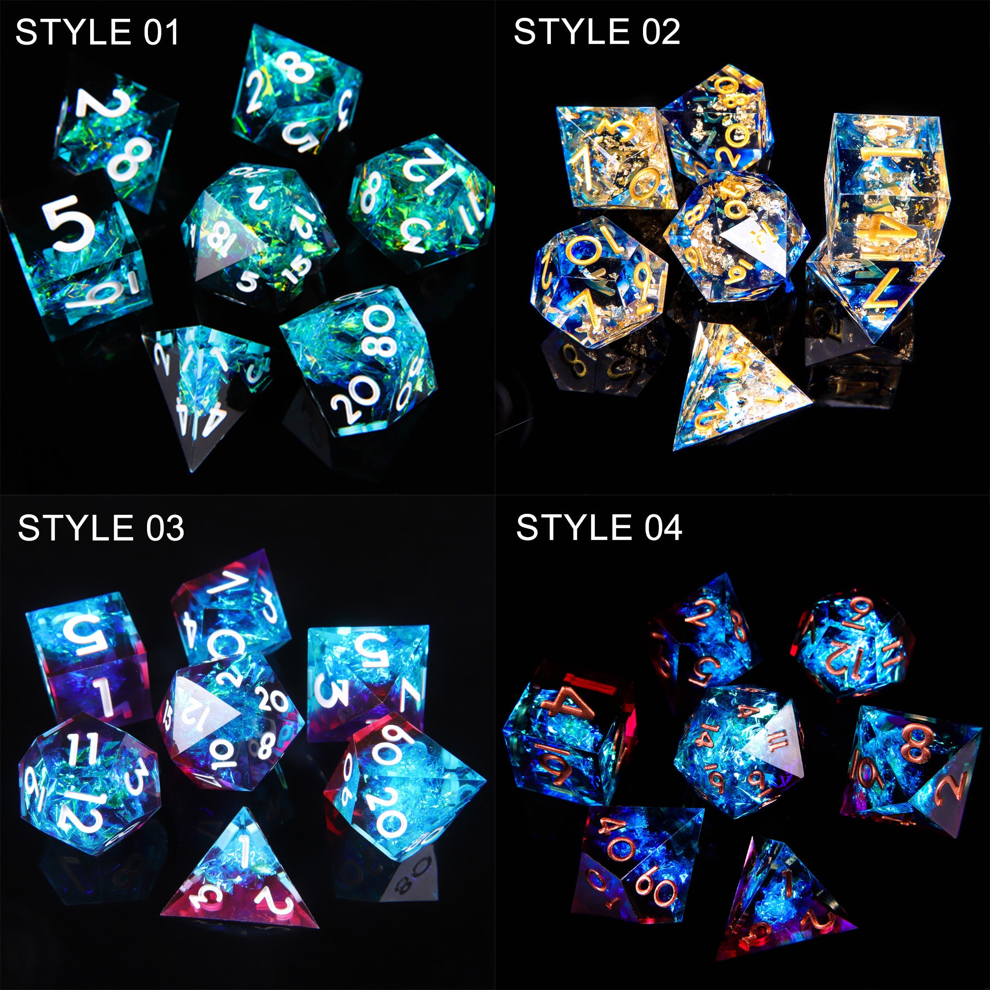 Light Blue DND Dice Set, Resin Sharp Edge Dice Set, D&D Dice Set for ...
