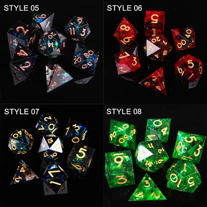 Light Blue DND Dice Set, Resin Sharp Edge Dice Set, D&D Dice Set for ...