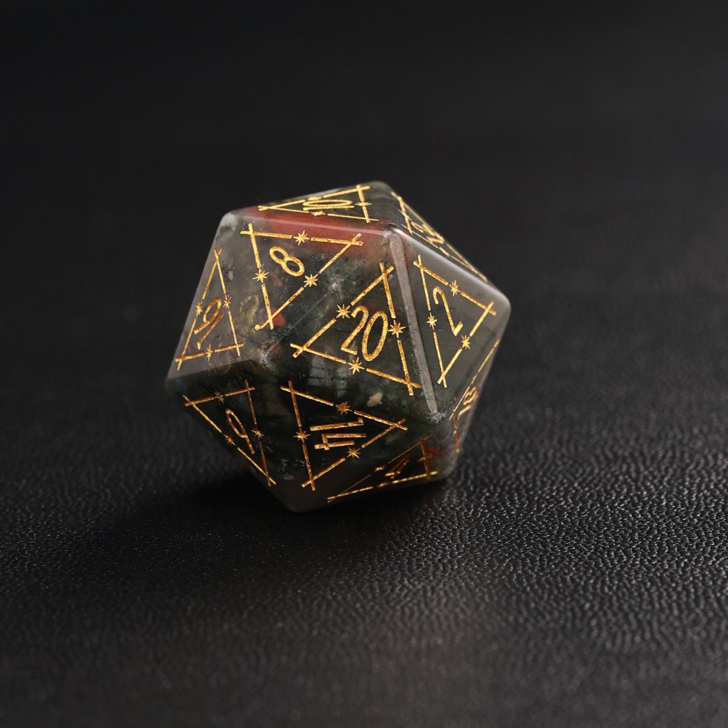 Natural Bloodstone DND Dice Set, Red Sharp Edge D&D Dice Set, Dungeons ...