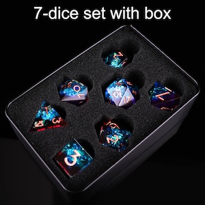 Blue Lightning DND D20 Dice, Resin Sharp Edge Dice Set, D&D Dice Set ...