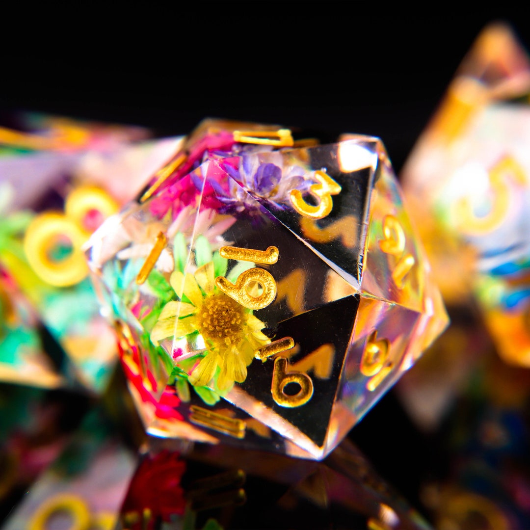 Full Set of 7-piece DND Dice Set for Role Playing Games, Pink DND Dice ...