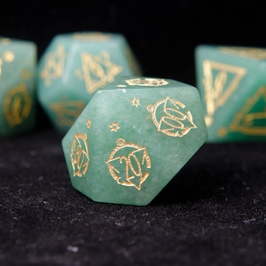 Green Jade DND Dice Set, Aventurine Sharp Edge D&D Dice Set, Dungeons ...