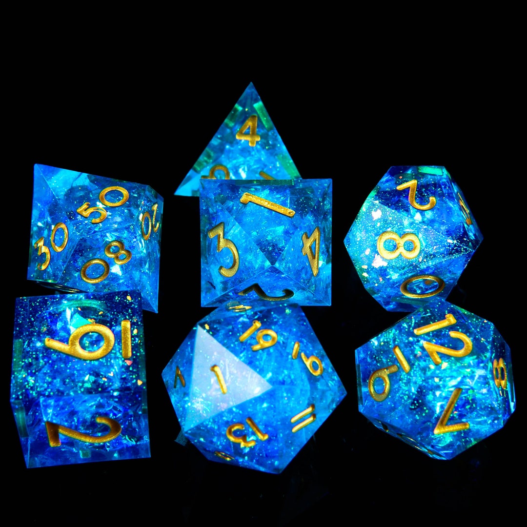Blue DND Dice Set, Resin Sharp Edge Dice Set, D&D Dice Set for Dungeons ...