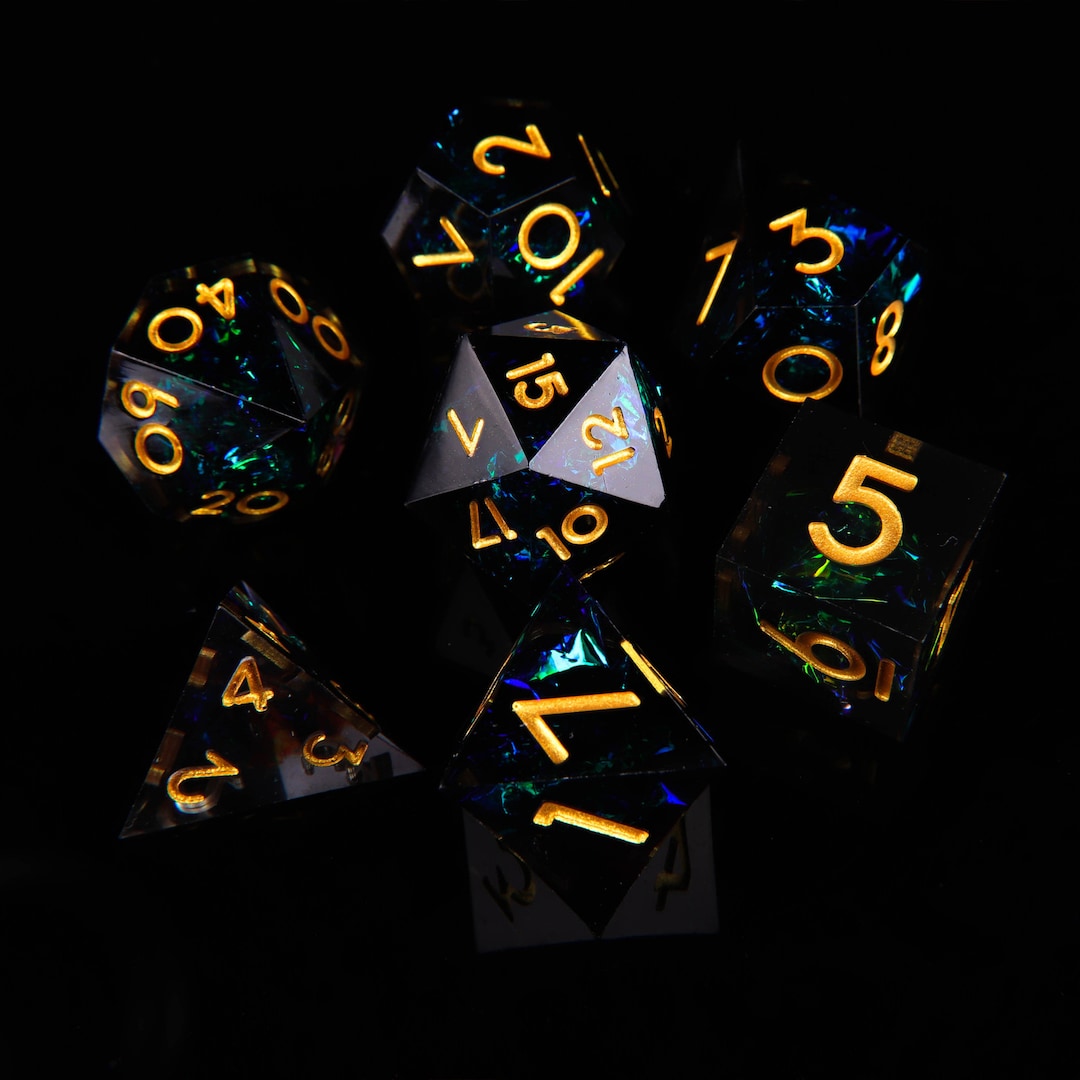 Black Lightning DND Dice Set, Resin Sharp Edge Dice Set, D&D Dice Set ...