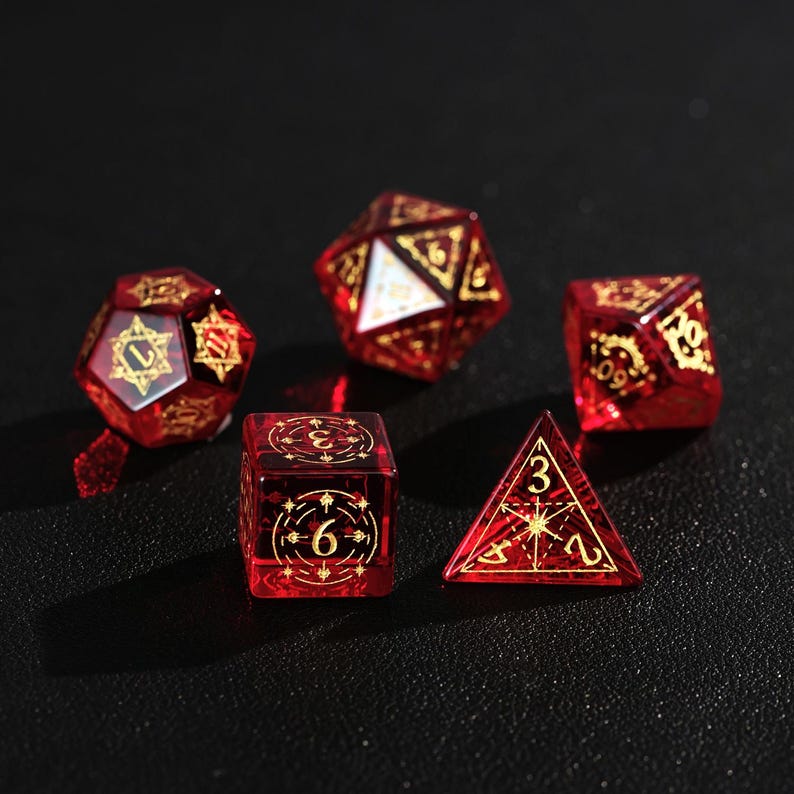 Red Garnet DND Dice Set (birthday Gift), Dice Set, Dungeons & Dragons ...