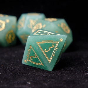 Green Jade DND Dice Set, Aventurine Sharp Edge D&D Dice Set, Dungeons ...
