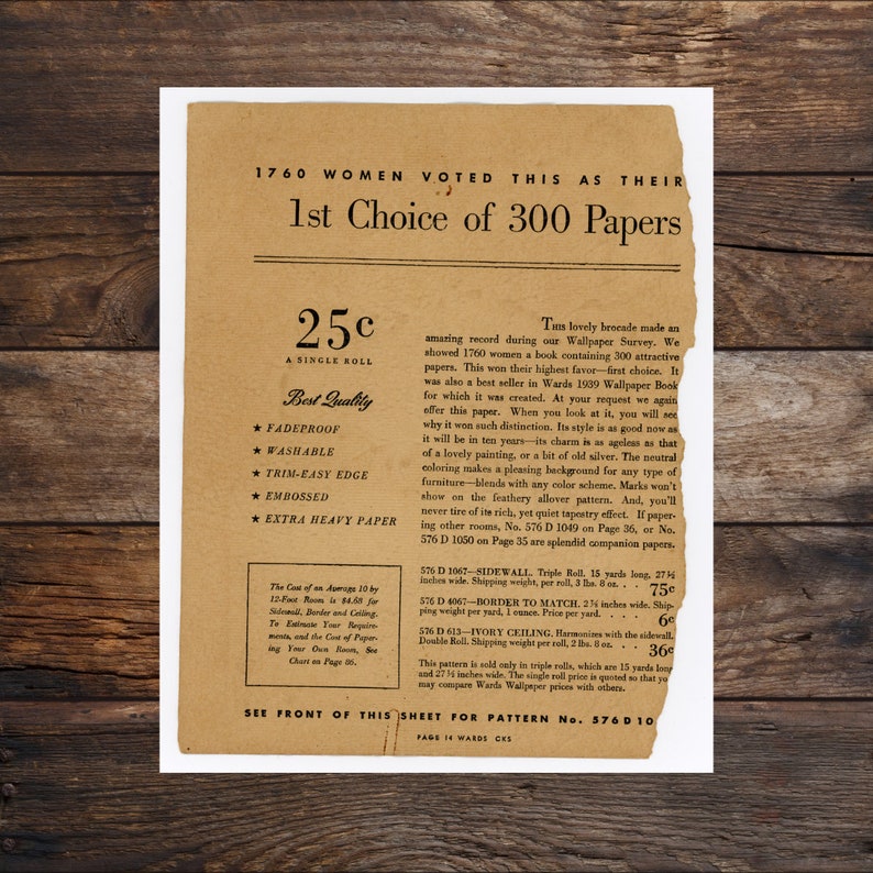 1950's Wallpaper Sample Backs Vintage - Digital Download - 1200 DPI ...