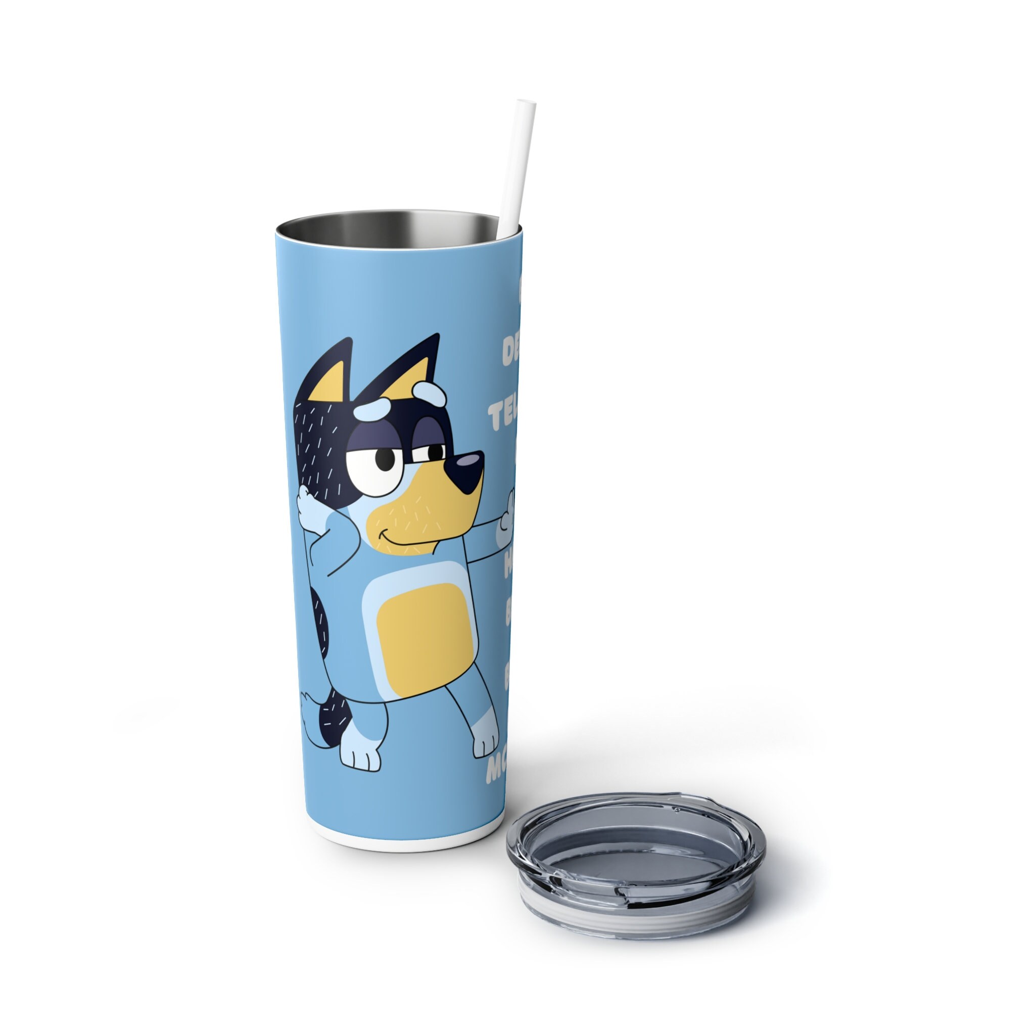 Cartoon Blue Heeler Bandit Dad 20oz Tumbler With Straw, Skinny Steel ...