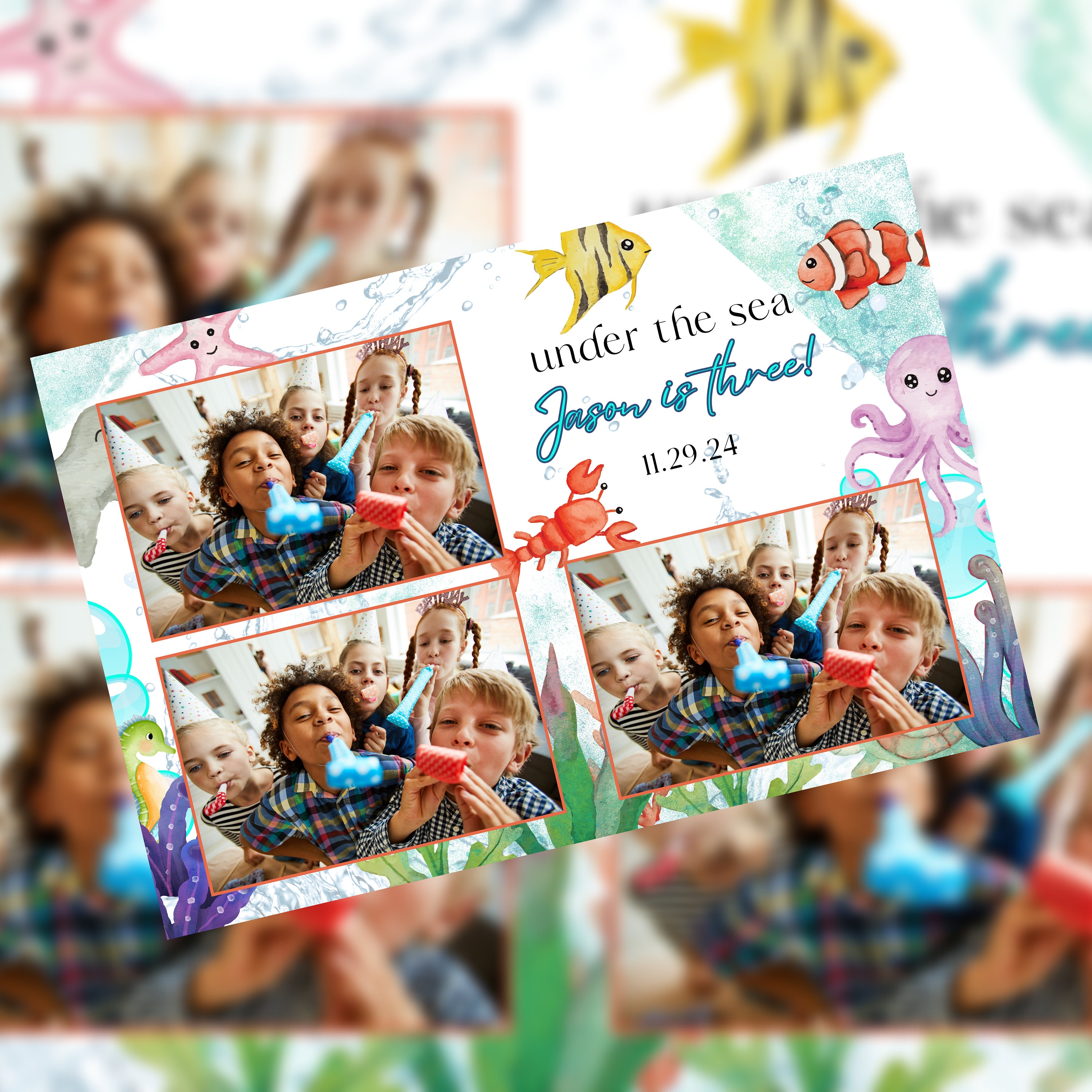 Under the Sea Photo Booth Template | Cute Aqua Theme| Editable Canva ...