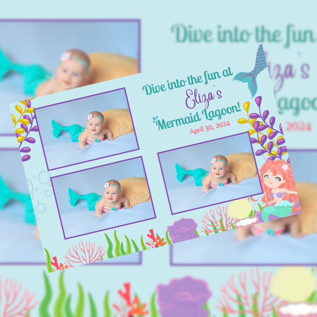 Mermaid Lagoon: Mermaid Theme | 4x6 Photo Booth Template | Editable ...