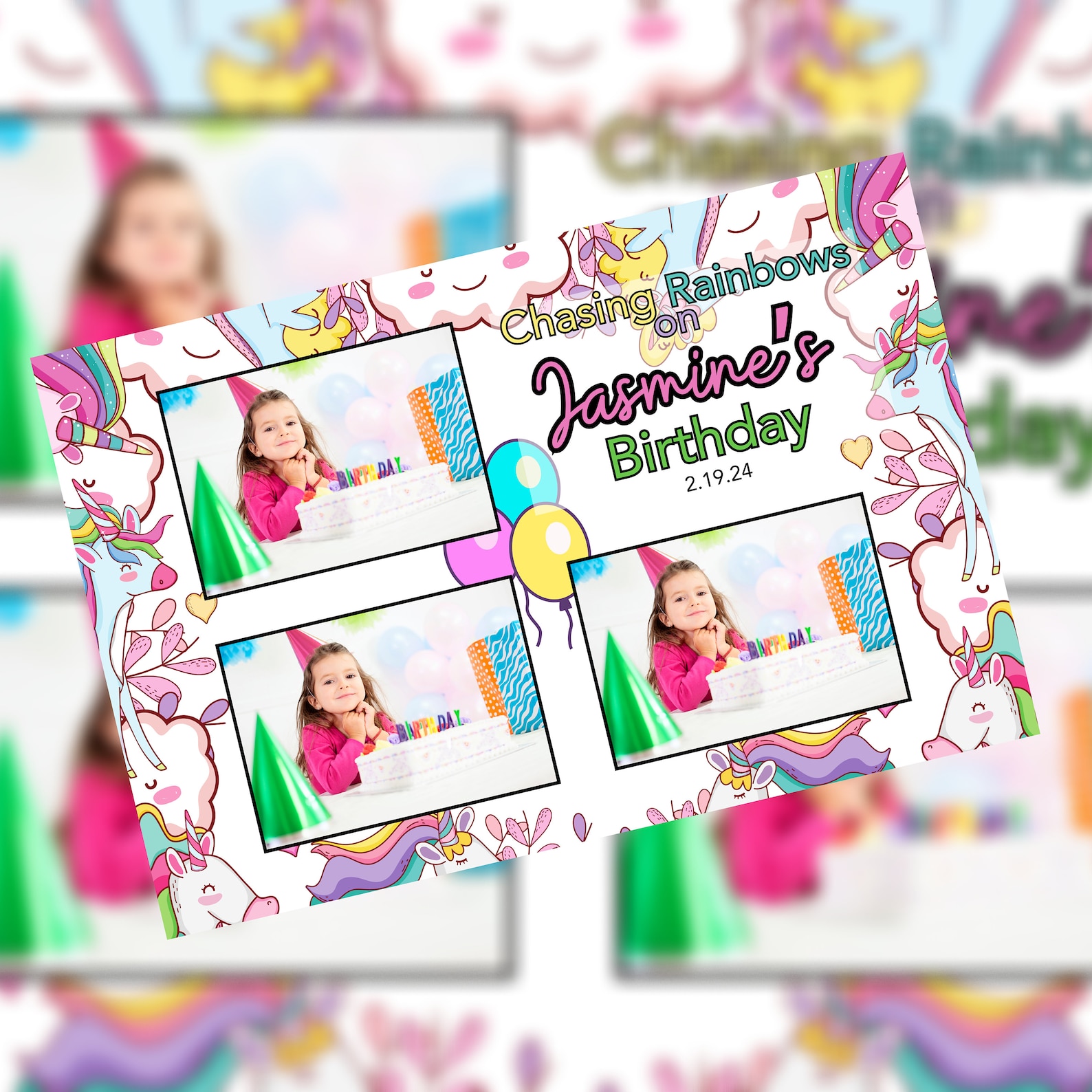 Chasing Rainbows: Rainbow Theme | 4x6 Photo Booth Template | Editable ...