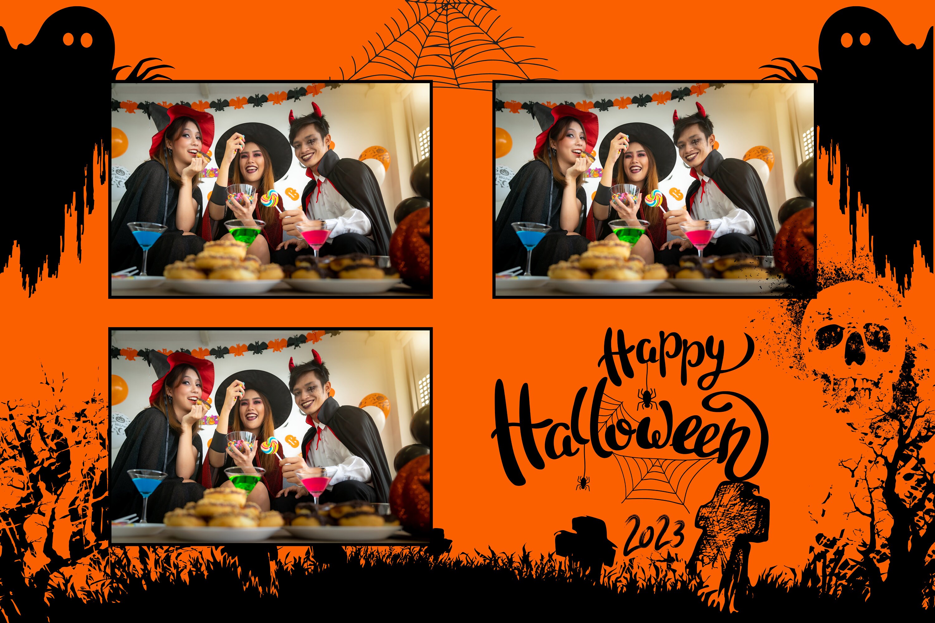 Editable Happy Halloween Photo Booth Template | Orange & Black | 4x6 ...