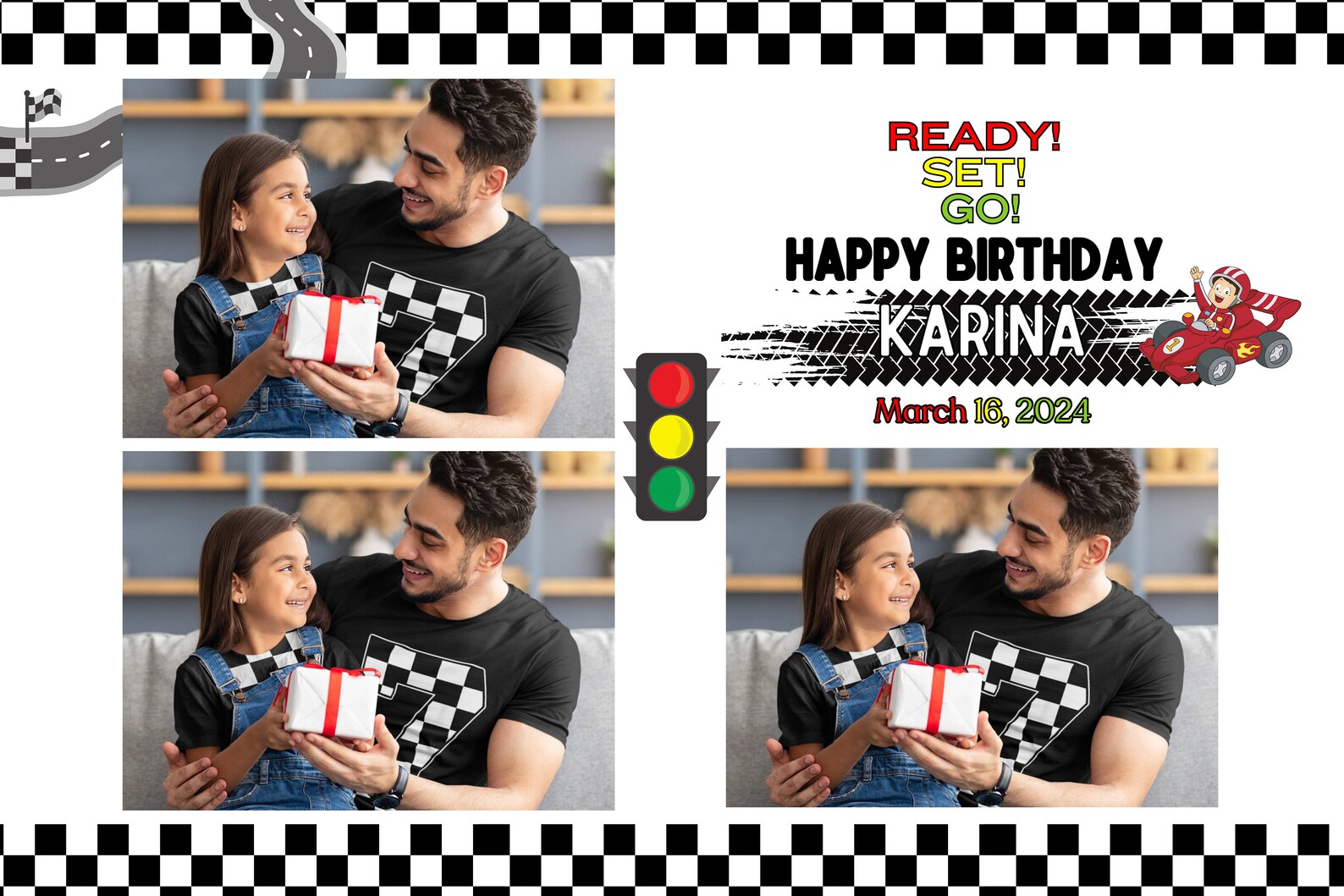 Ready Set Go: Race Car Theme | 4x6 Photo Booth Template | Editable ...