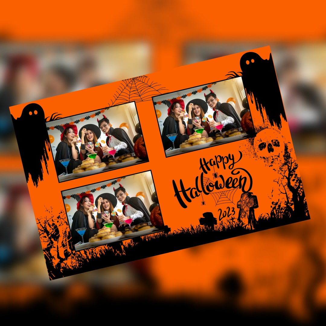 Editable Happy Halloween Photo Booth Template | Orange & Black | 4x6 ...