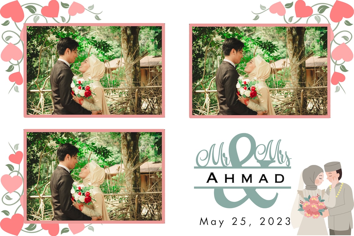 Muslim Wedding Photo Booth Template Hijab & Islam Theme Editable 4x6 ...