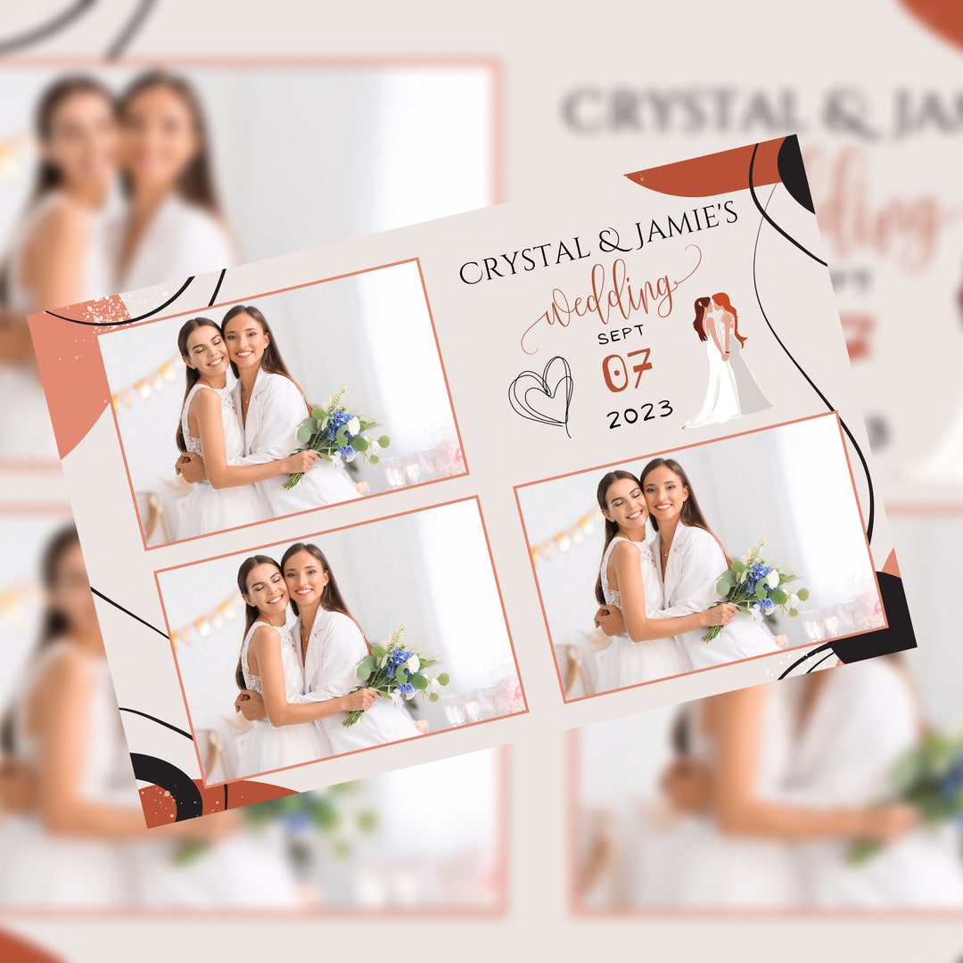 Her/her Wedding Theme & Bridal Shower Photo Booth Template |boho Style ...