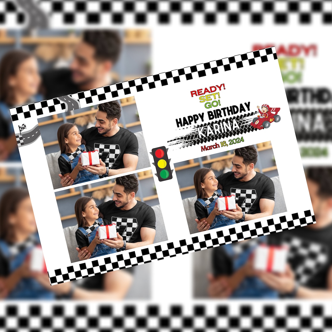 Ready Set Go: Race Car Theme | 4x6 Photo Booth Template | Editable ...