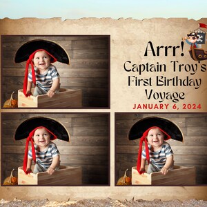 Captain's Birthday Voyage Photo Booth Template | Cute Pirate Theme ...