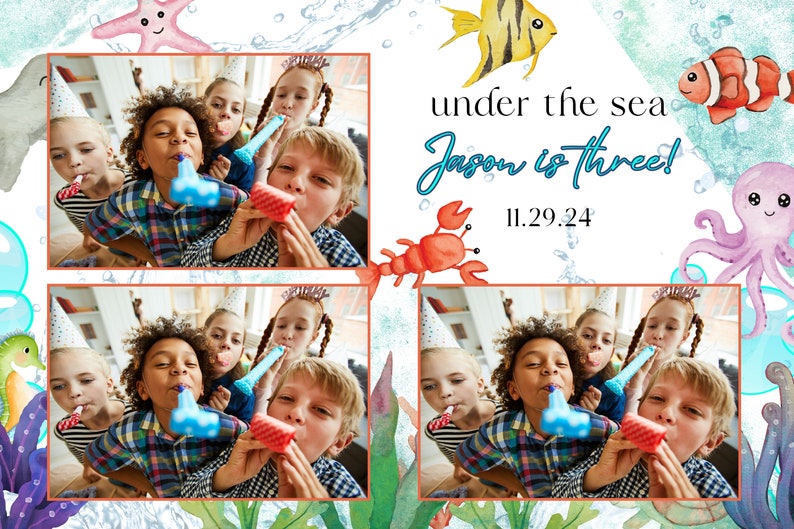 Under the Sea Photo Booth Template | Cute Aqua Theme| Editable Canva ...