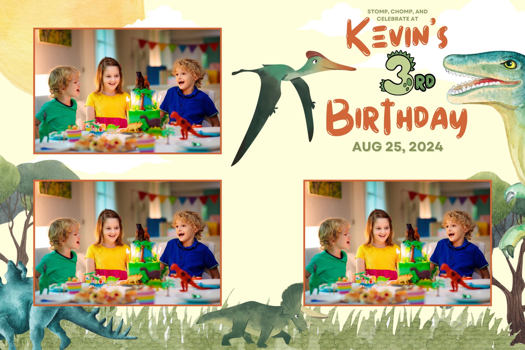 Dinosaurs: Cute Dinosaur Theme | Photobooth Template | Editable Canva ...