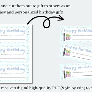 Printable Birthday Coupons, Birthday Coupons, Birthday Coupons Kids ...