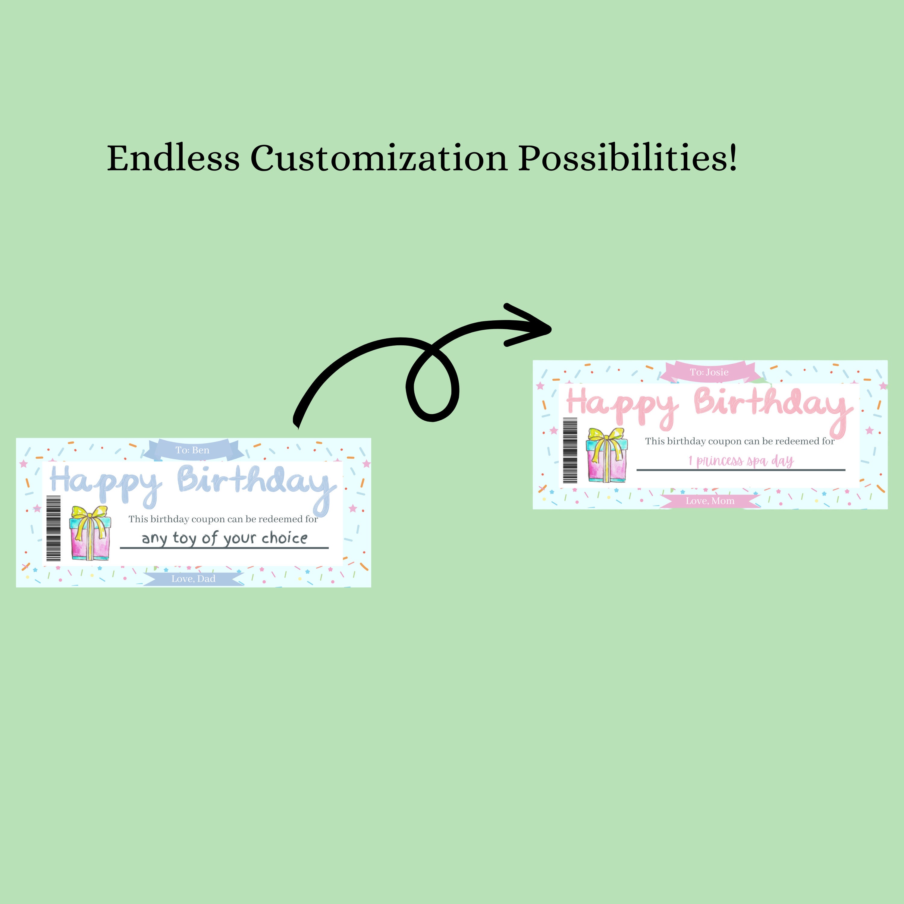 Printable Birthday Coupons, Birthday Coupon for Him, Birthday Coupons ...