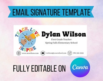 Teacher Email Signature, Email Template, Email Signature Teacher, Email ...