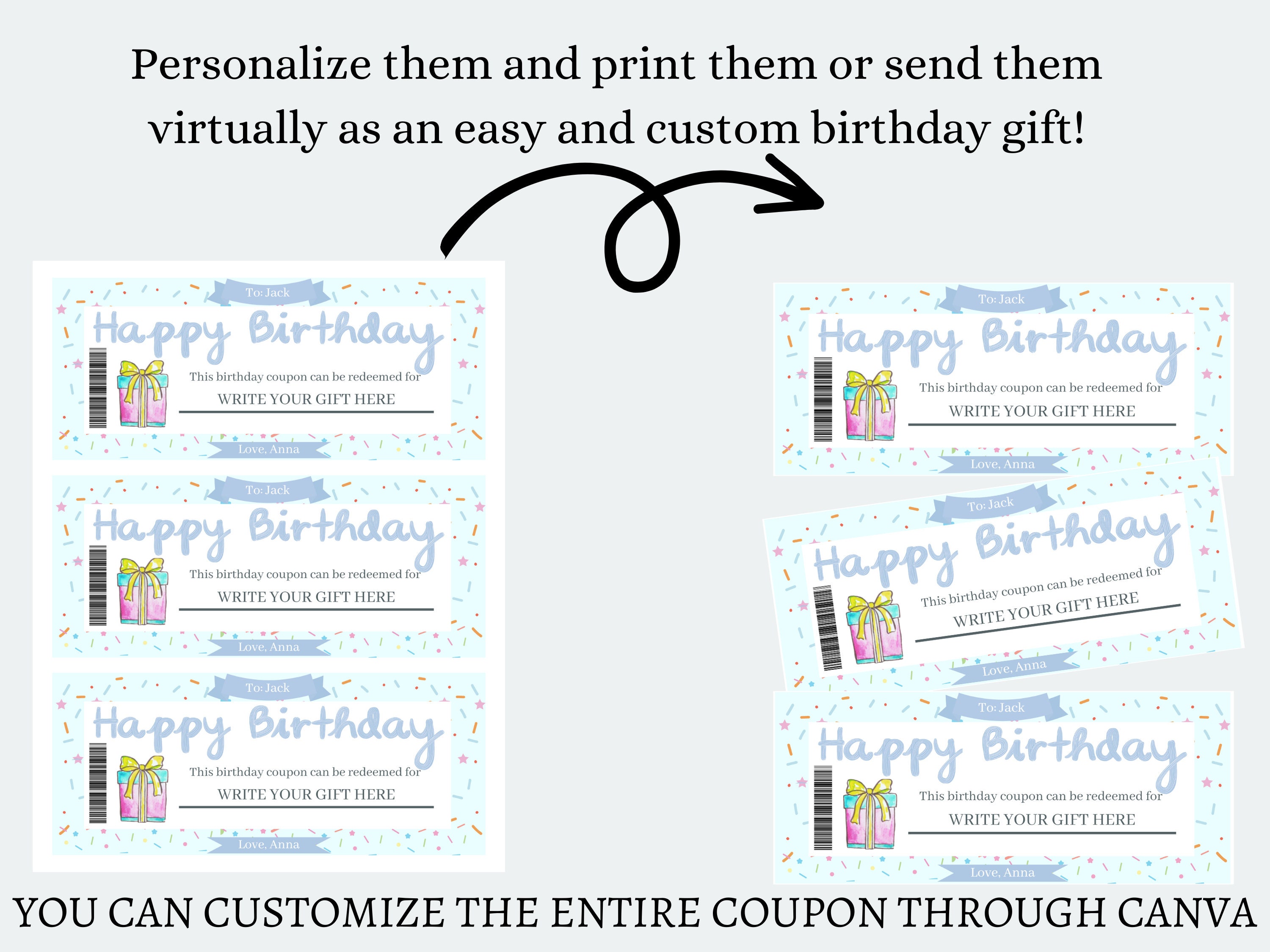 Printable Birthday Coupons, Birthday Coupon for Him, Birthday Coupons ...