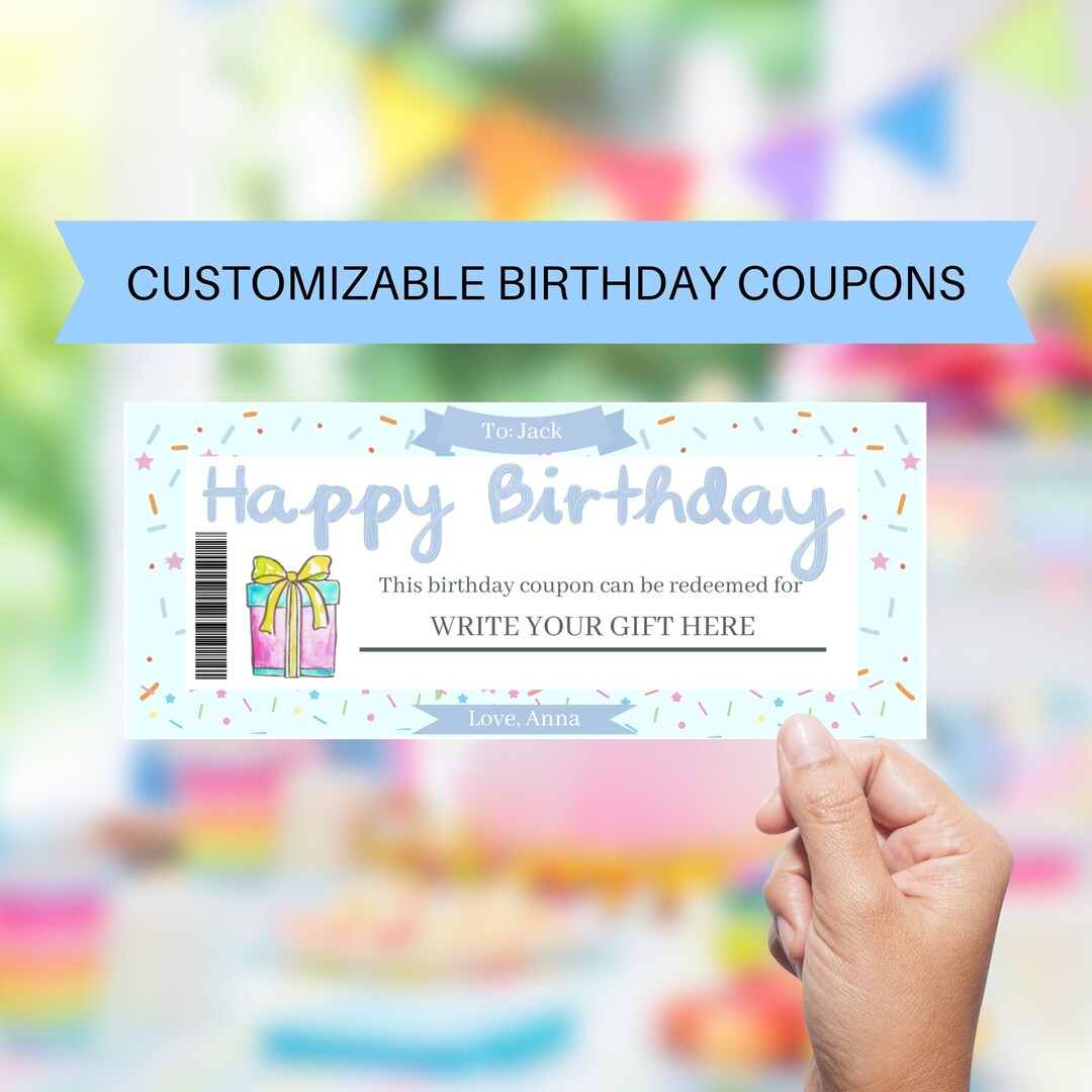 Printable Birthday Coupons, Birthday Coupon for Him, Birthday Coupons ...