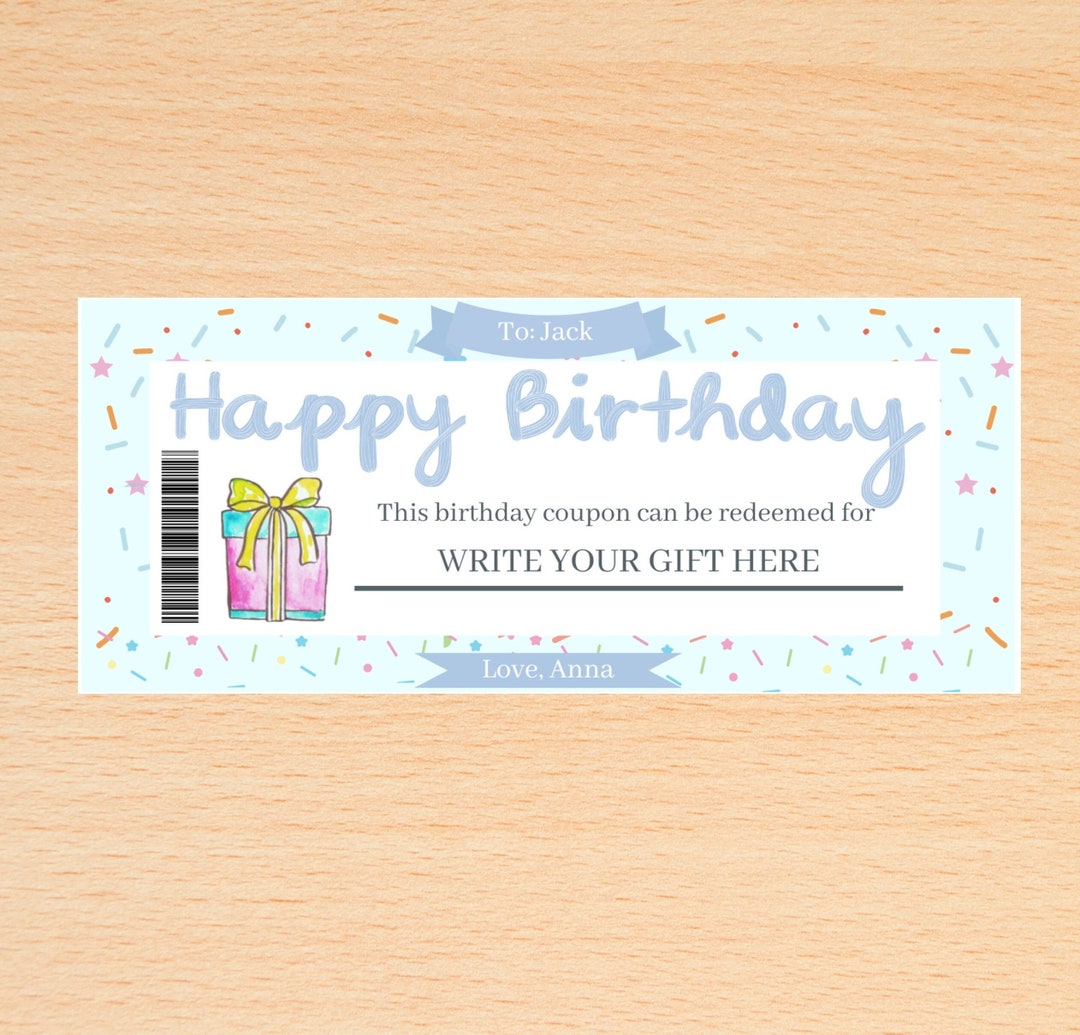 Printable Birthday Coupons, Birthday Coupons, Birthday Coupons Kids ...