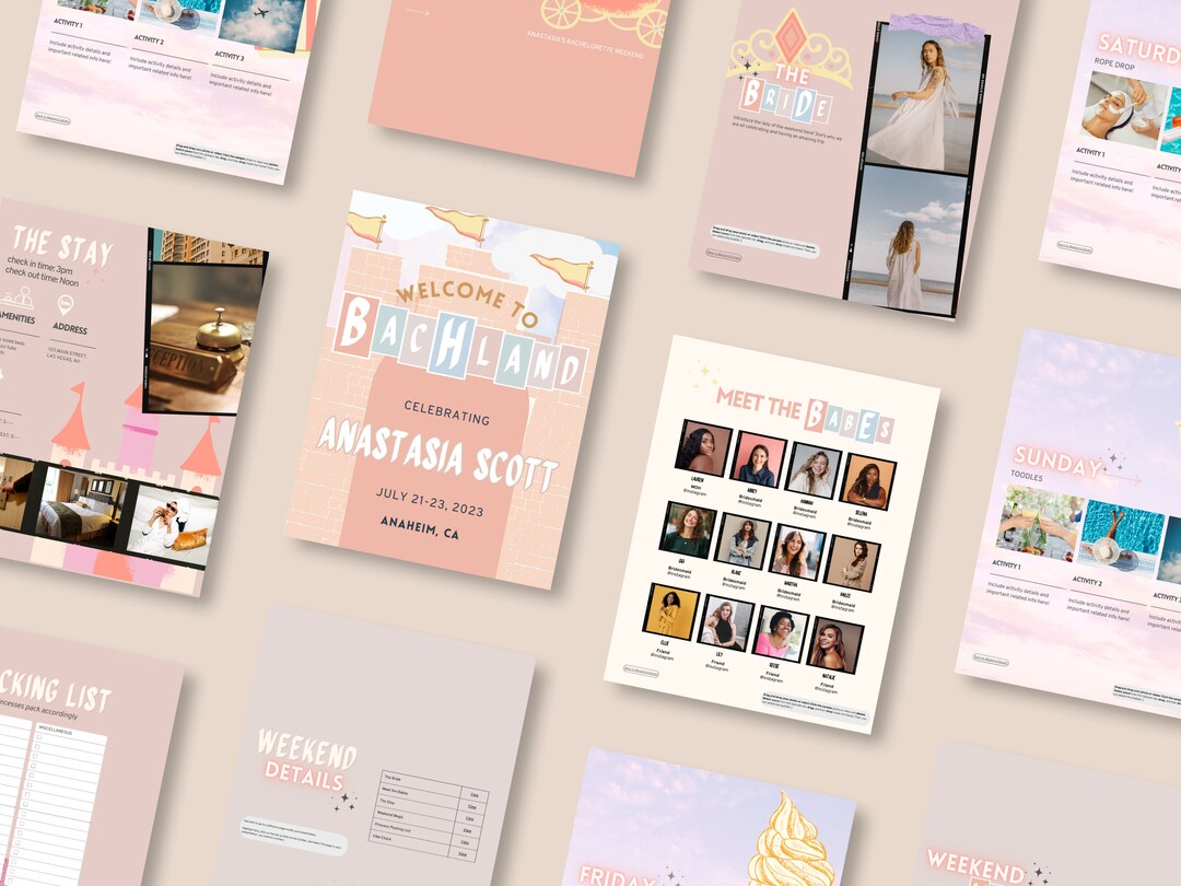 Bachland Bachelorette Party Planner Template Theme Park Bach Trip ...