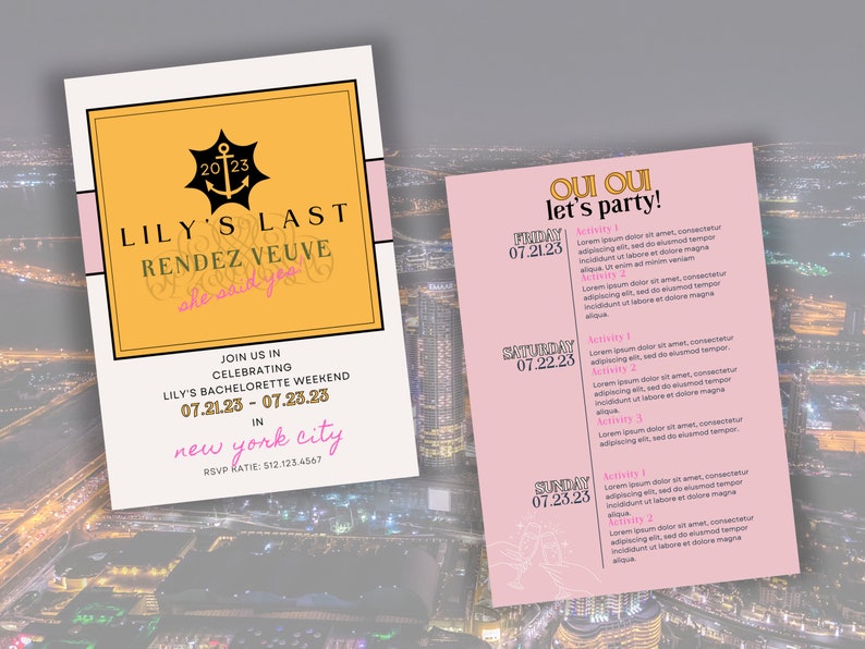 Last Rendez Veuve Bachelorette Template Pink Bubbly Theme DIY ...