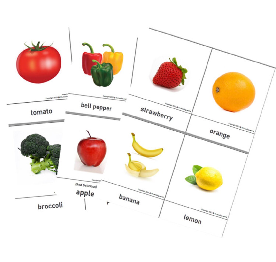 Fruits and Vegetables Bilingual Flashcards 水果與蔬菜主題 中英雙語圖咭 - Etsy