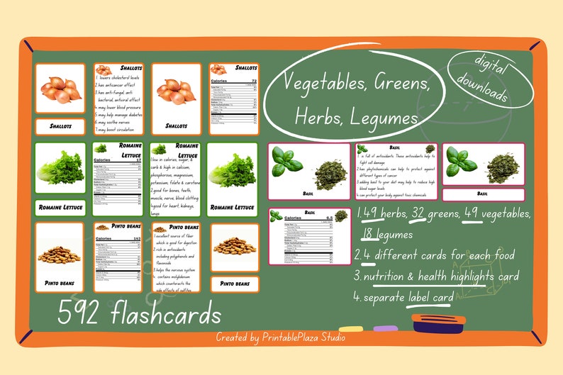 Vegetables Flashcards for Kids Plant Identification Flashcards ...