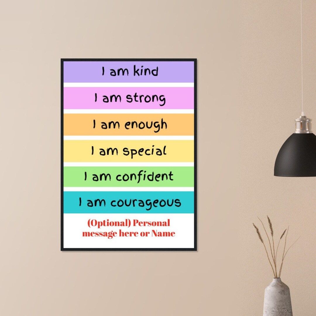 Positive Affirmation,personalized Affirmation Wall Art,motivational ...
