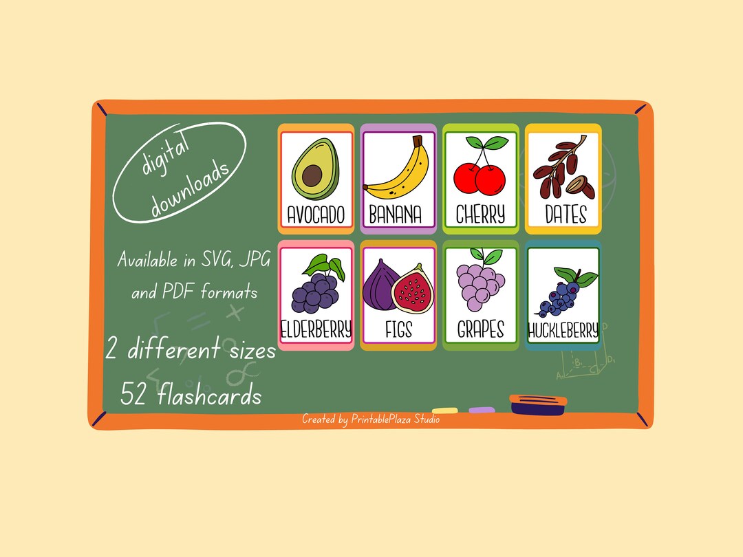 Fruits Alphabet Flashcards, High-quality Montessori Alphabet Cards. to ...