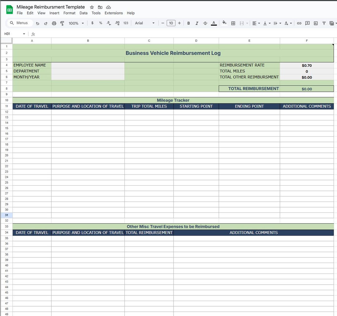 Mileage Reimbursement Tracker | Irs-ready Log for Business Travel ...