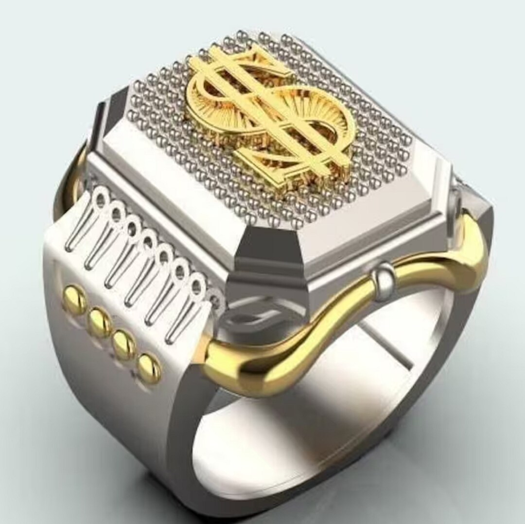 925 Sterling Silver Dollar Sign Ring Men's Ring Handmade - Etsy